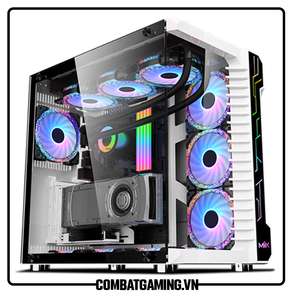 Case Mik LV07 RGB Kính Cường Lực (White - Pink)