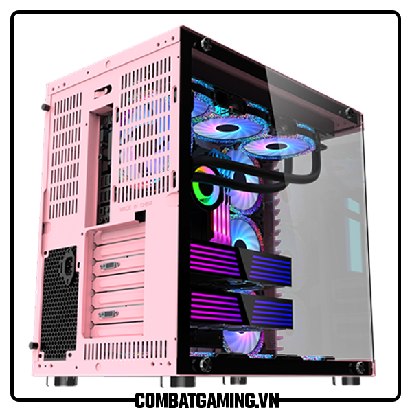 Case Mik LV07 RGB Kính Cường Lực (White - Pink)