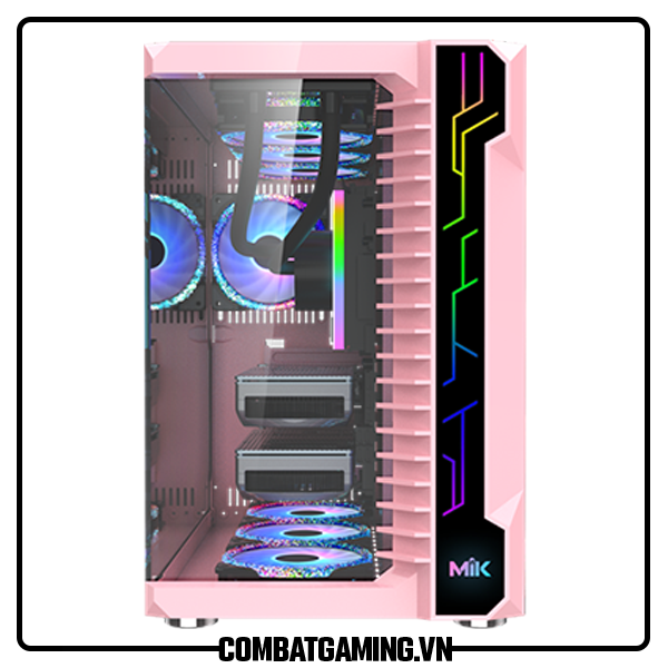 Case Mik LV07 RGB Kính Cường Lực (White - Pink)