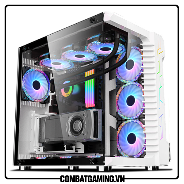 Case Mik LV07 RGB Kính Cường Lực (White - Pink)