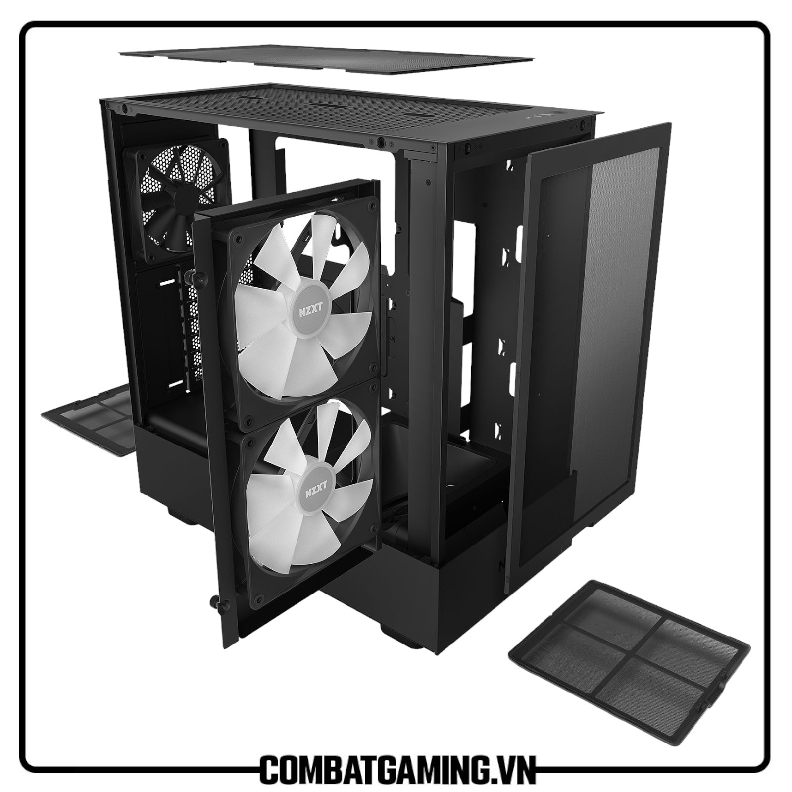 Case NZXT H5 FLOW RGB Black/White (2 Fan F140 RGB Core + 2 Fan F120Q)