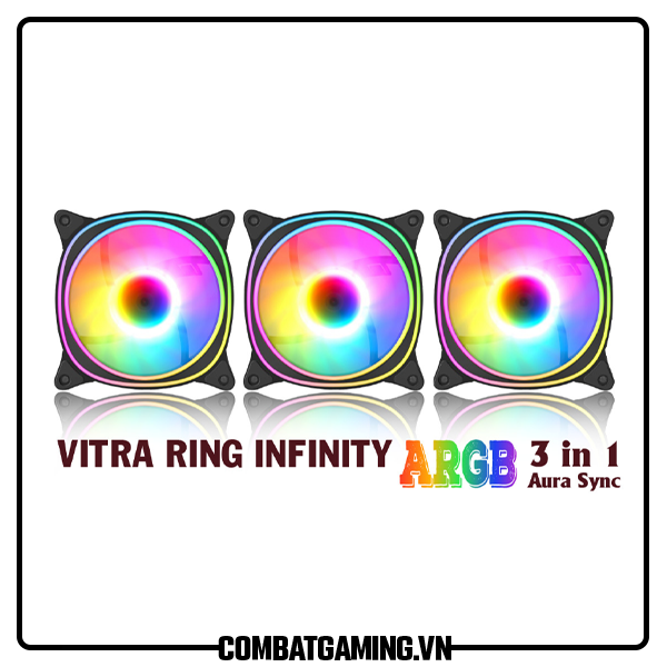 Kit 3 Fan - Vitra Ring Infinity ARGB Aura Sync LED (Màu Đen/Sync Main)