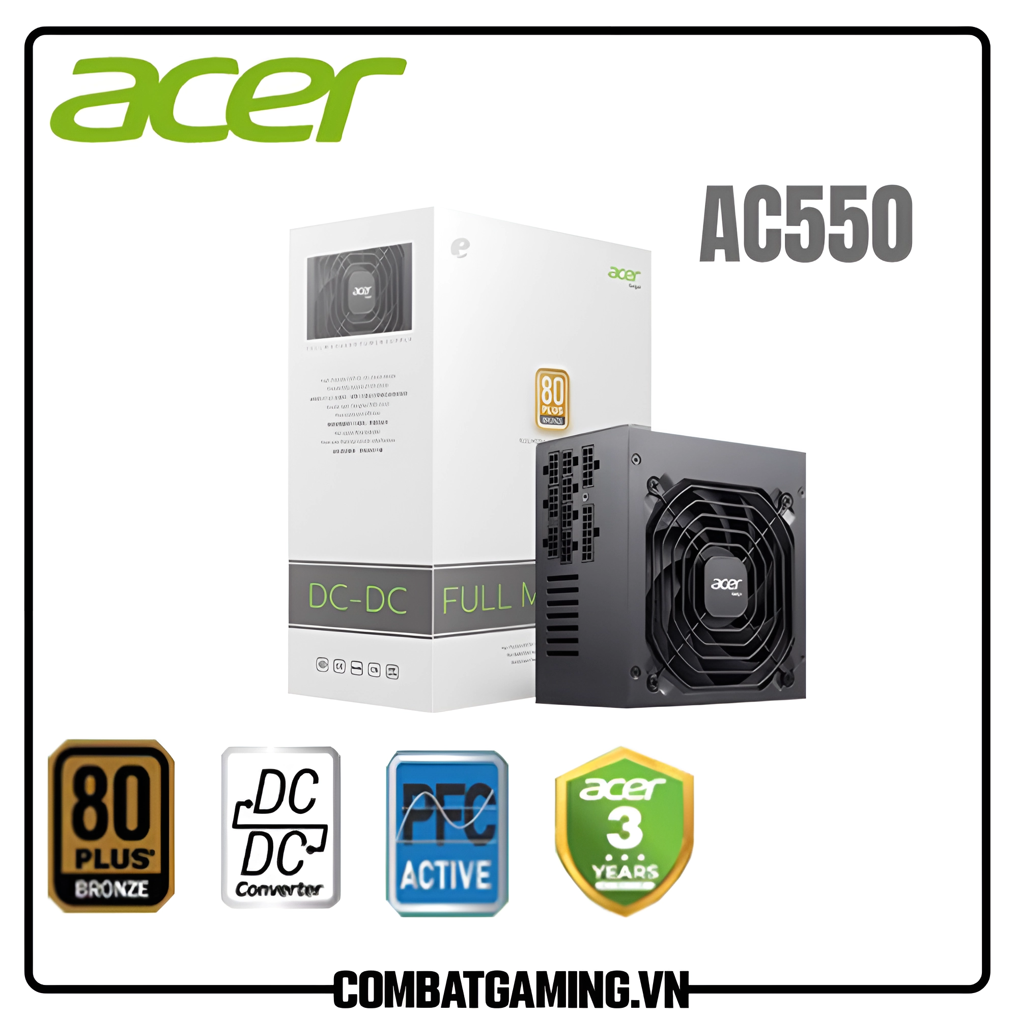 Nguồn Acer AC550 550W 80 Plus Bronze Full Modular