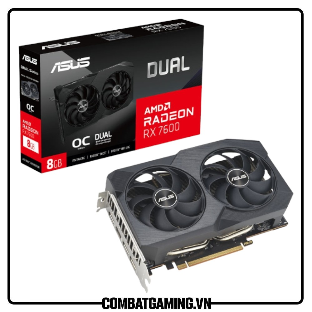 VGA ASUS Dual Radeon RX 7600 V2 OC 8GB GDDR6 (DUAL-RX7600-O8G-V2)