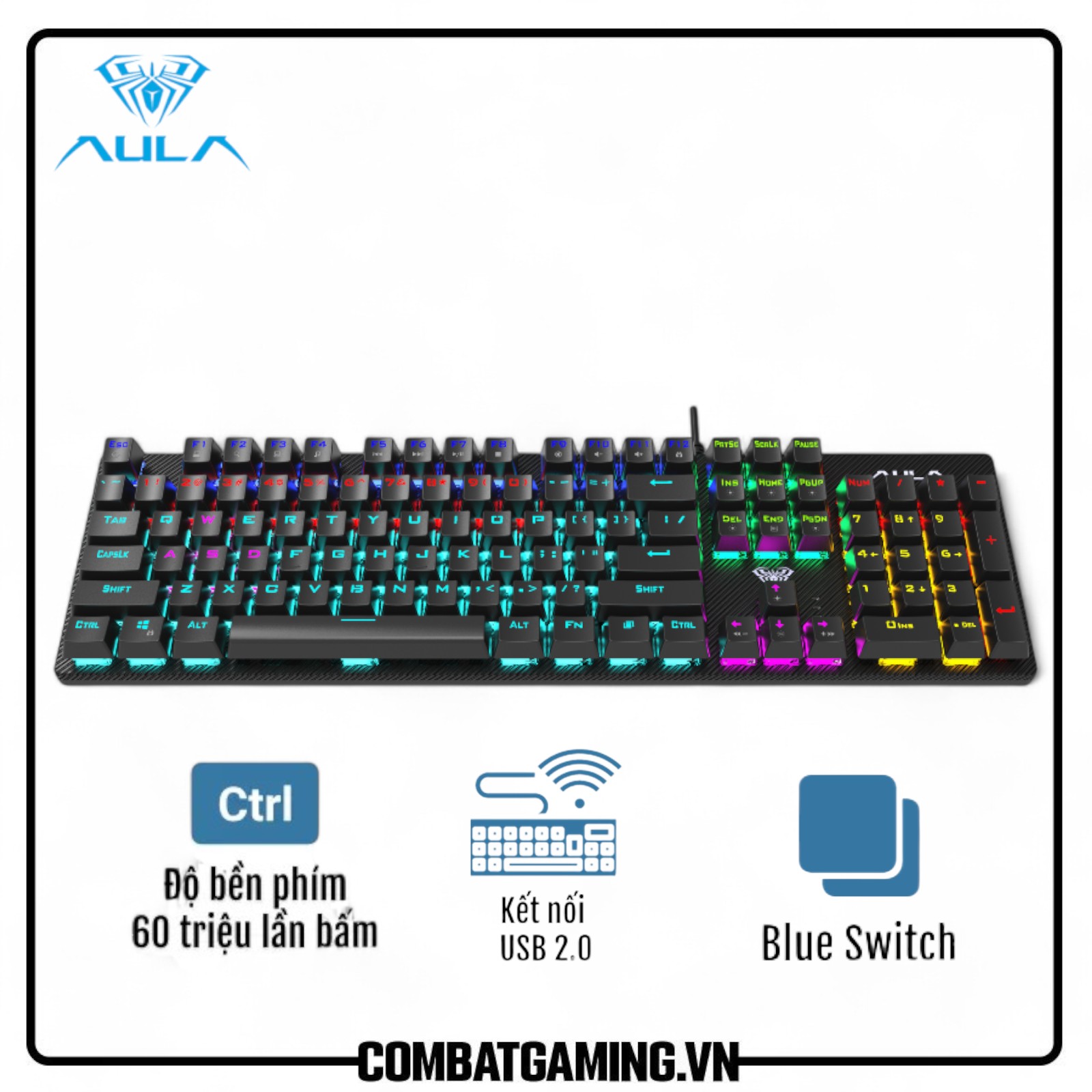 Bàn phím Cơ AULA S2022 | Black/ Blue Switch